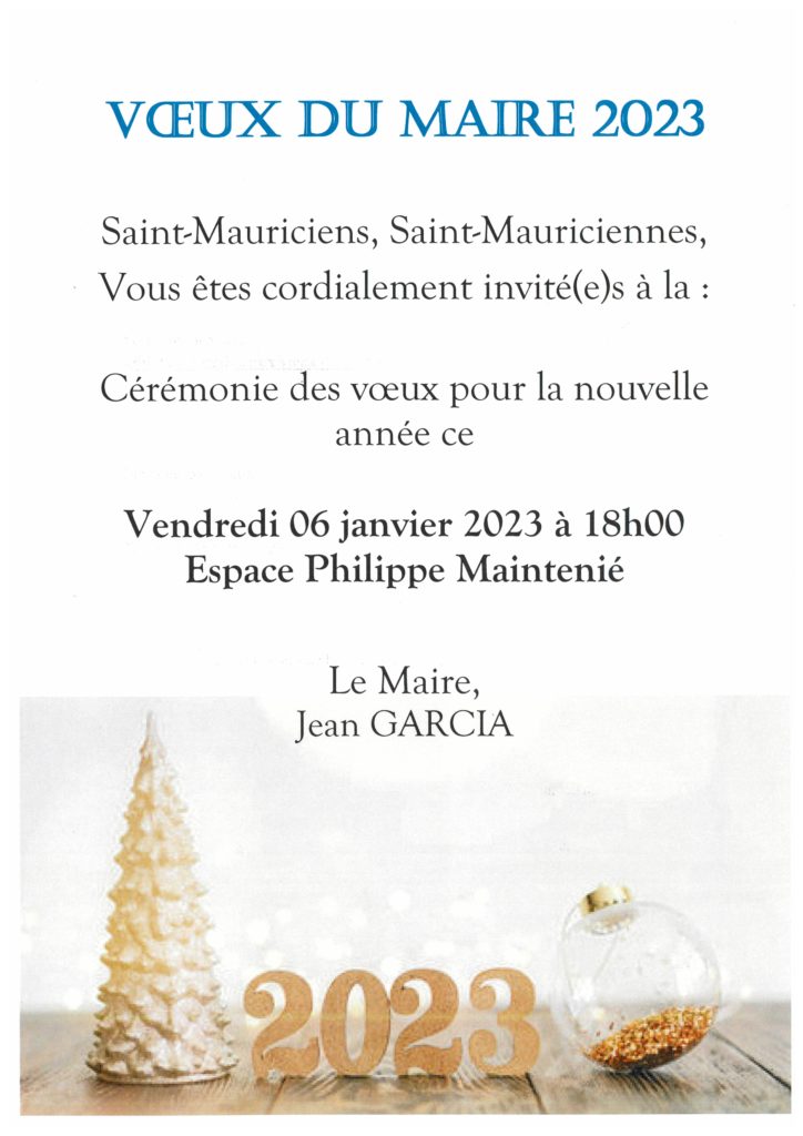 Invitation à la cérémonie des vœux du maire 2023 - Saint Maurice sur Eygues