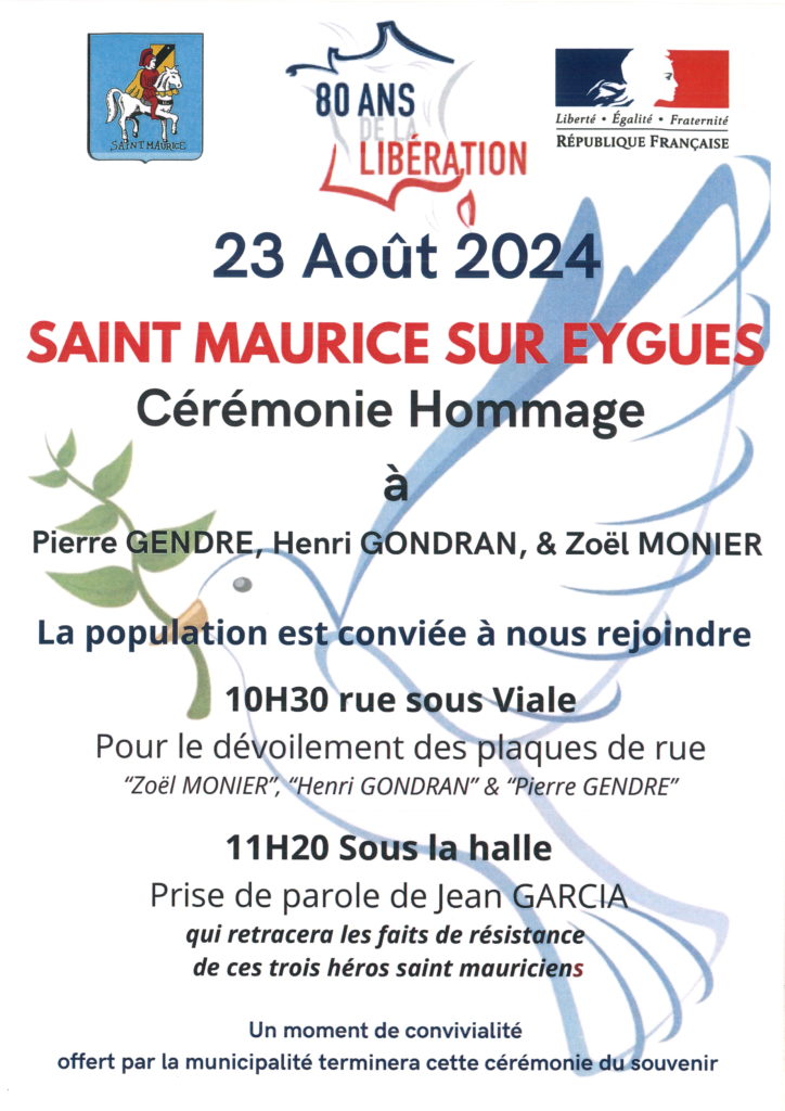 80ème anniversaire de la libération - Cérémonie d'hommage le 23 août ...